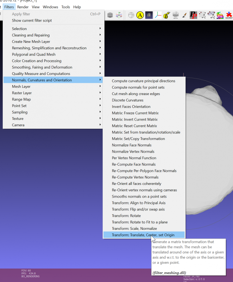 Updating Origin of Meshes with MeshLab - RevThat